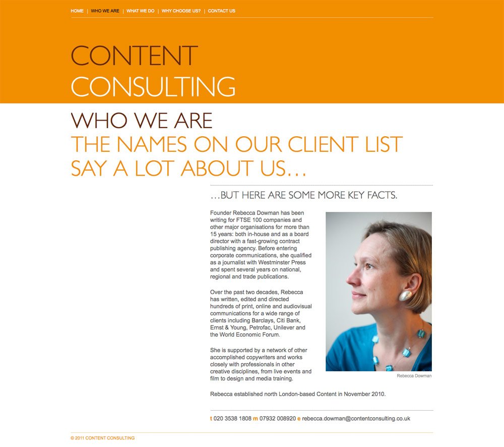 Content Consulting website | andrew heskins design.